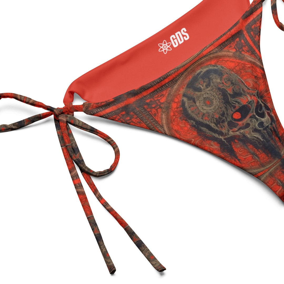 Goth Skull Rococo Black Red String Bikini Bottom Vintage Inspired ...