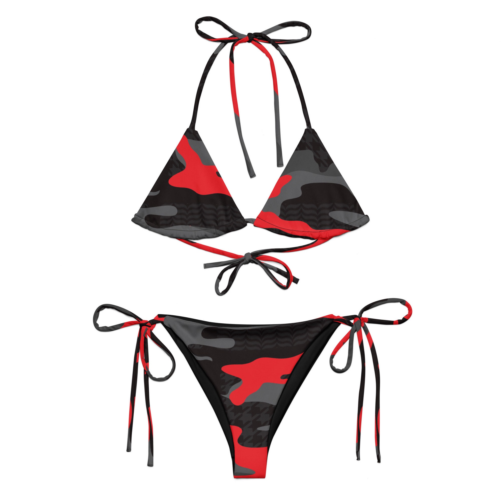 Camo Bikini Keffiyeh Hounds Tooth Bandana String Bikini Womens Swimwear ...