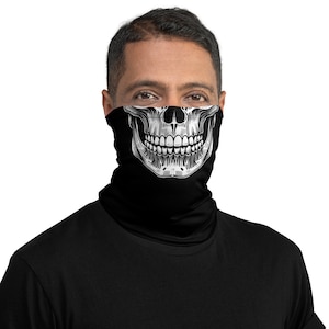 Human Skull Teeth Neck Gaiter Face Mask Covering Human Anatomy Skeleton ...