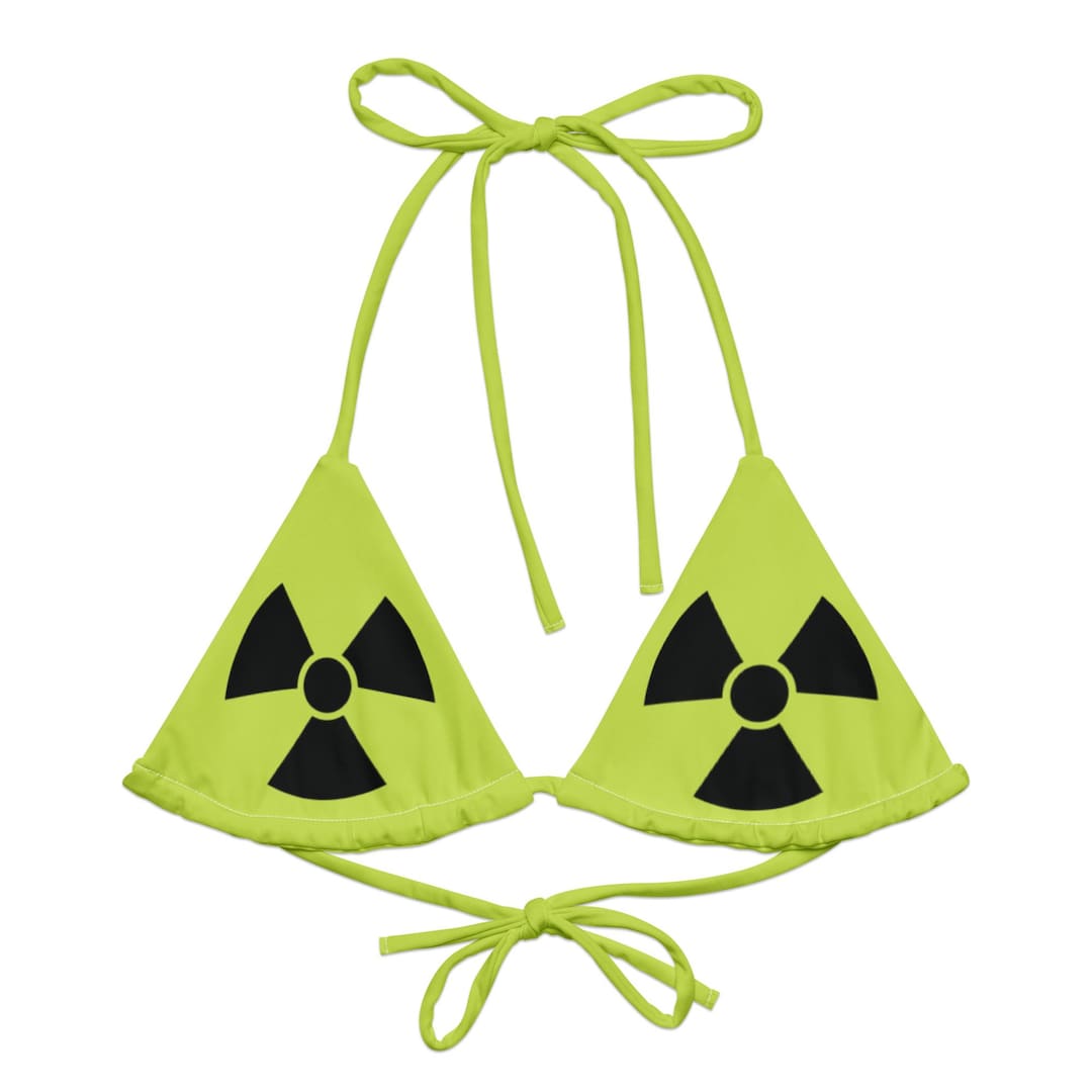 Radiation Hazard Lime Green String Bikini Top – Goth Beachwear ...