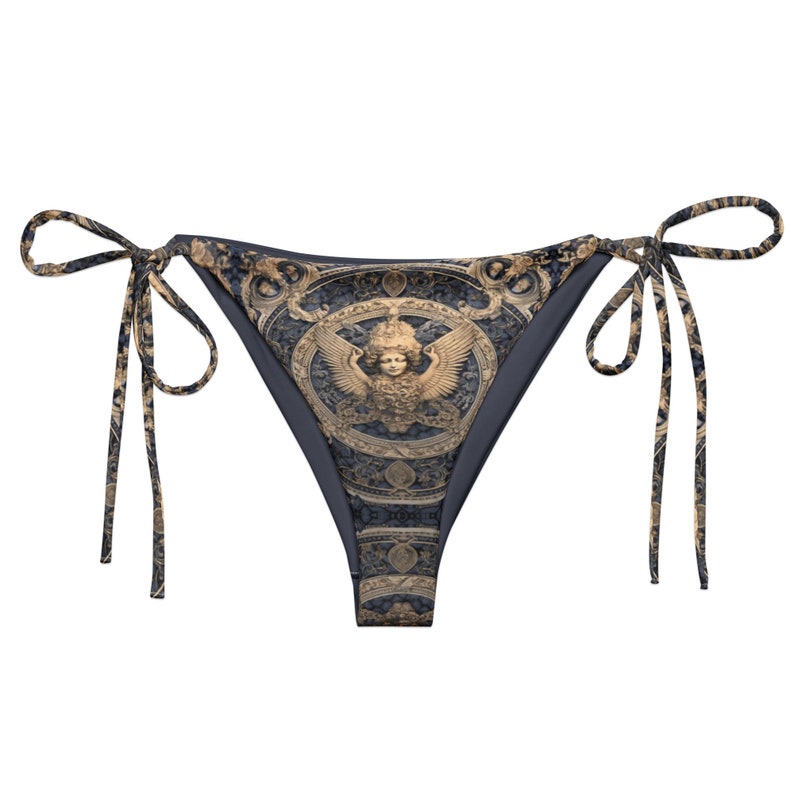 Angel Couture Rococo Baroque String Bikini Bottom Khaki Sand & Blue ...