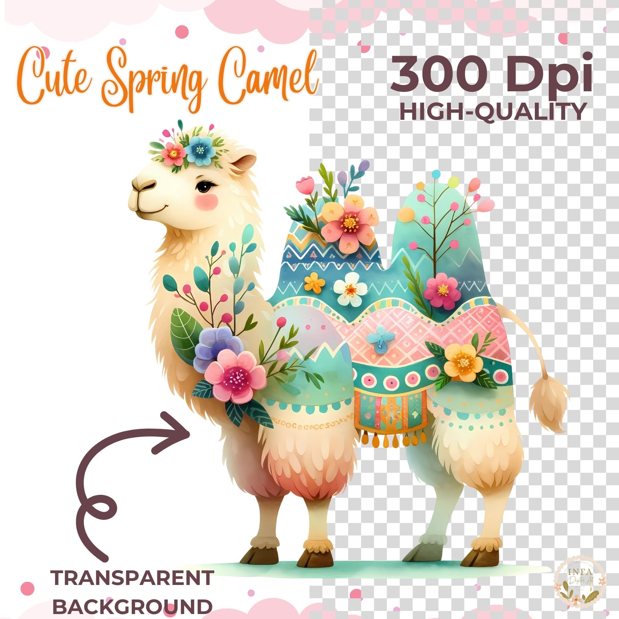 Cute Spring Camel Clipart, Camel Watercolor, Camel Clipart, Camel PNG ...
