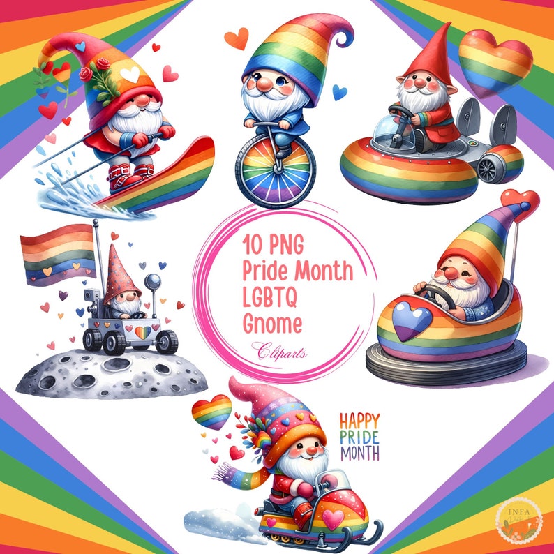 LGBTQ Pride Gnome Watercolor Clipart Collection6, Pride Gnome Clipart ...
