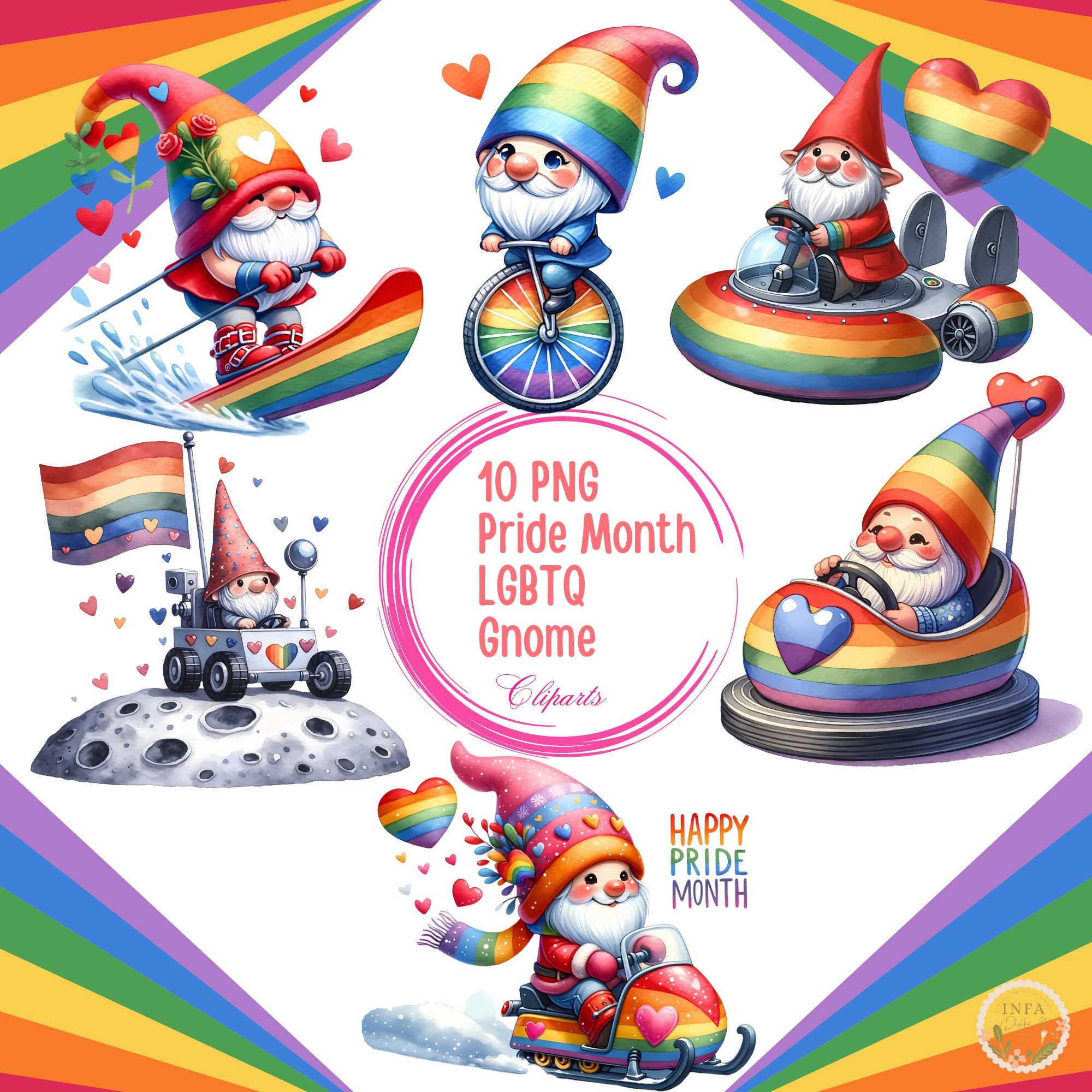 LGBTQ Pride Gnome Watercolor Clipart Collection6, Pride Gnome Clipart ...