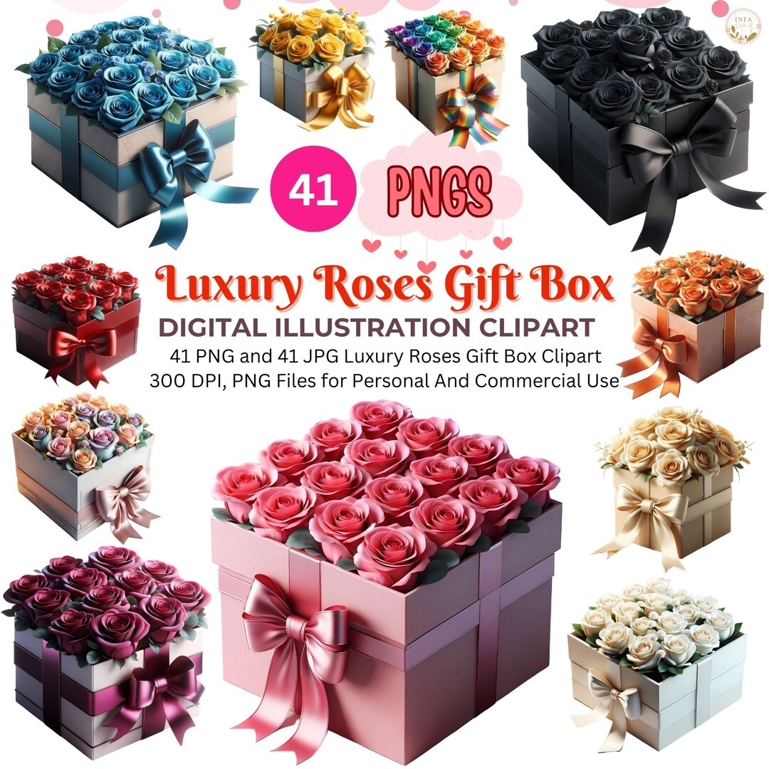 Luxury Roses Gift Boxes, Rose Bouquet With Love Gift Boxes, Gifts for ...