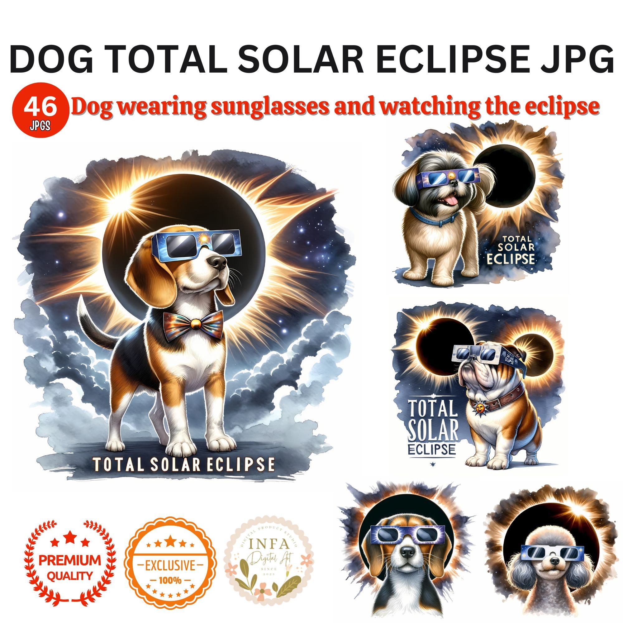 Total Solar Eclipse With Dogs Clipart, America Totality Total Solar ...