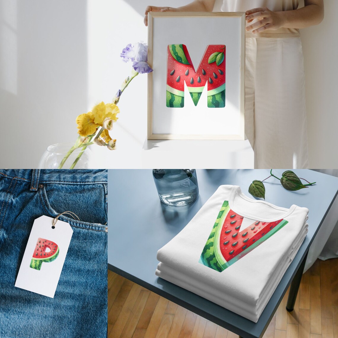 Watercolor Watermelon Alphabet Clipart: Fruits PNG, A-Z Letters, 0-9 ...