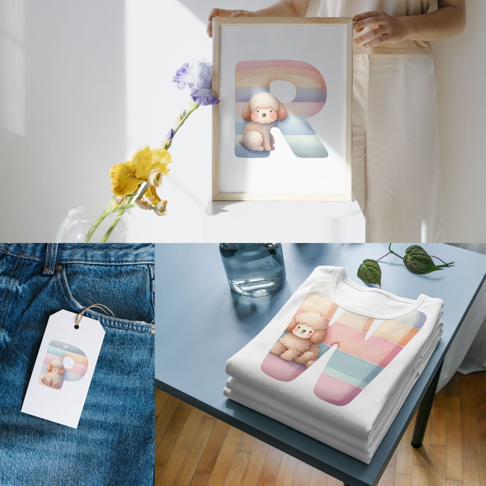 Watercolor Poodle Alphabet Clipart: A-Z Letters & 0-9 Numbers (PNG ...