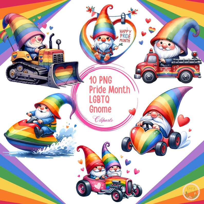 LGBTQ Pride Gnome Watercolor Clipart Collection3, Pride Gnome Clipart ...