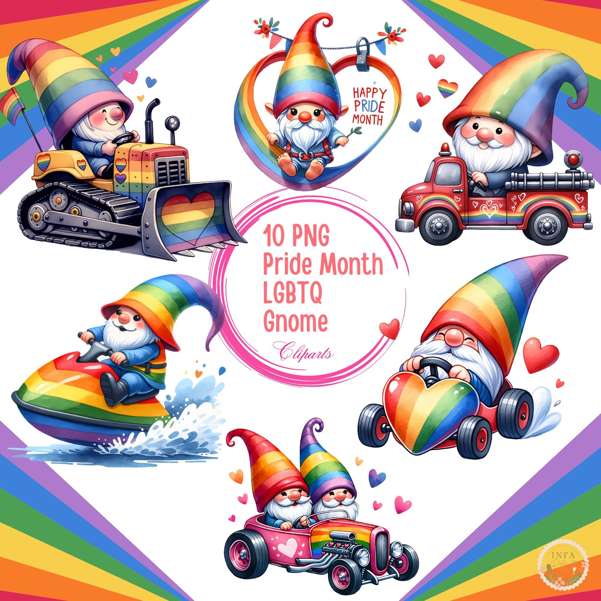 LGBTQ Pride Gnome Watercolor Clipart Collection3, Pride Gnome Clipart ...