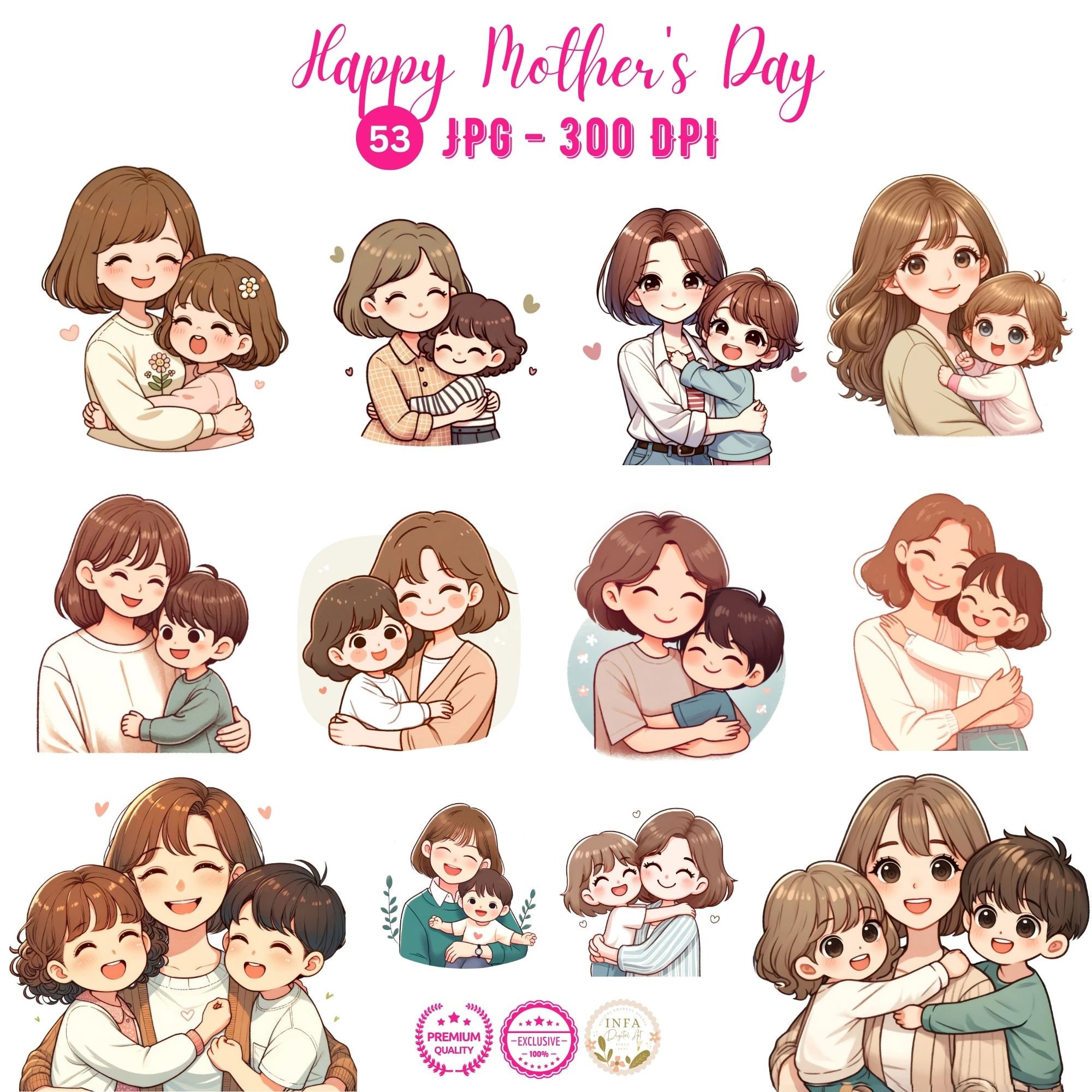 Happy Mother's Day Clipart, Mother's Day Clipart, Holiday Card Mothers ...