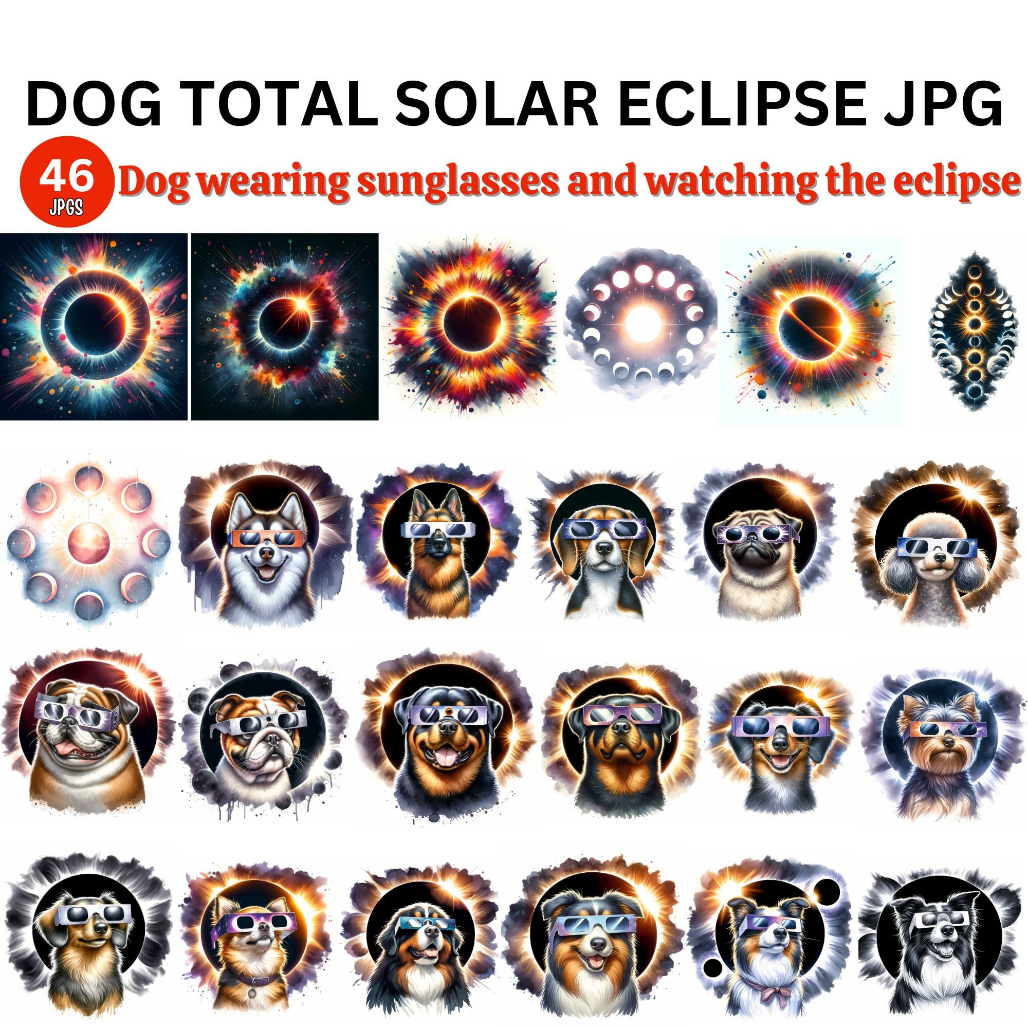 Total Solar Eclipse With Dogs Clipart, America Totality Total Solar ...