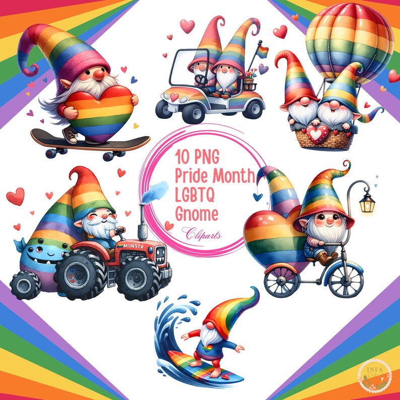 Pride Gnome Watercolor Clipart: LGBTQ Festive PNG Set (10 Pngs) - Etsy