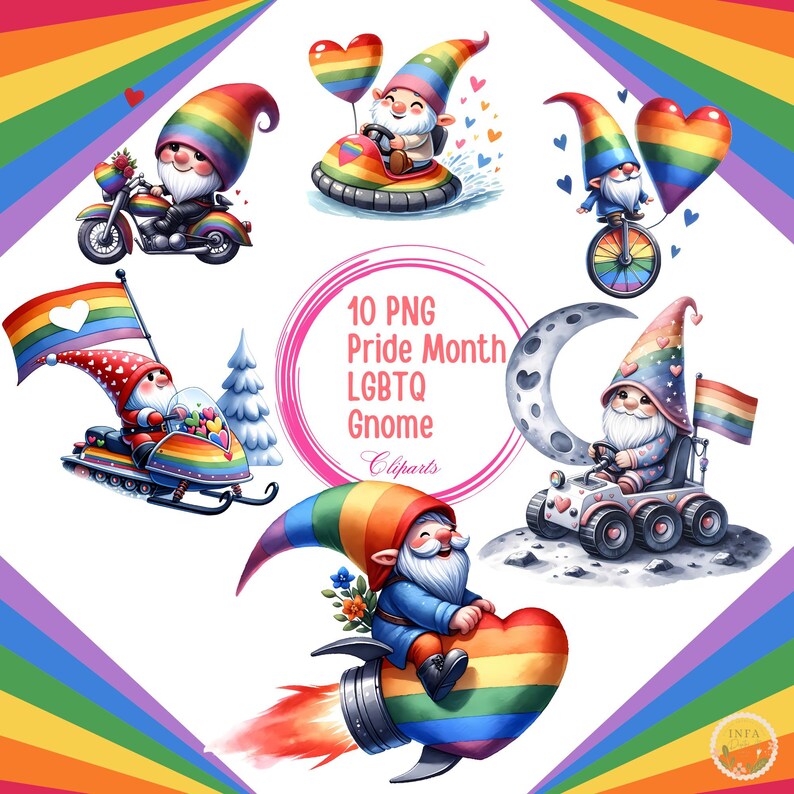 LGBTQ Pride Gnome Watercolor Clipart Collection5, Pride Gnome Clipart ...