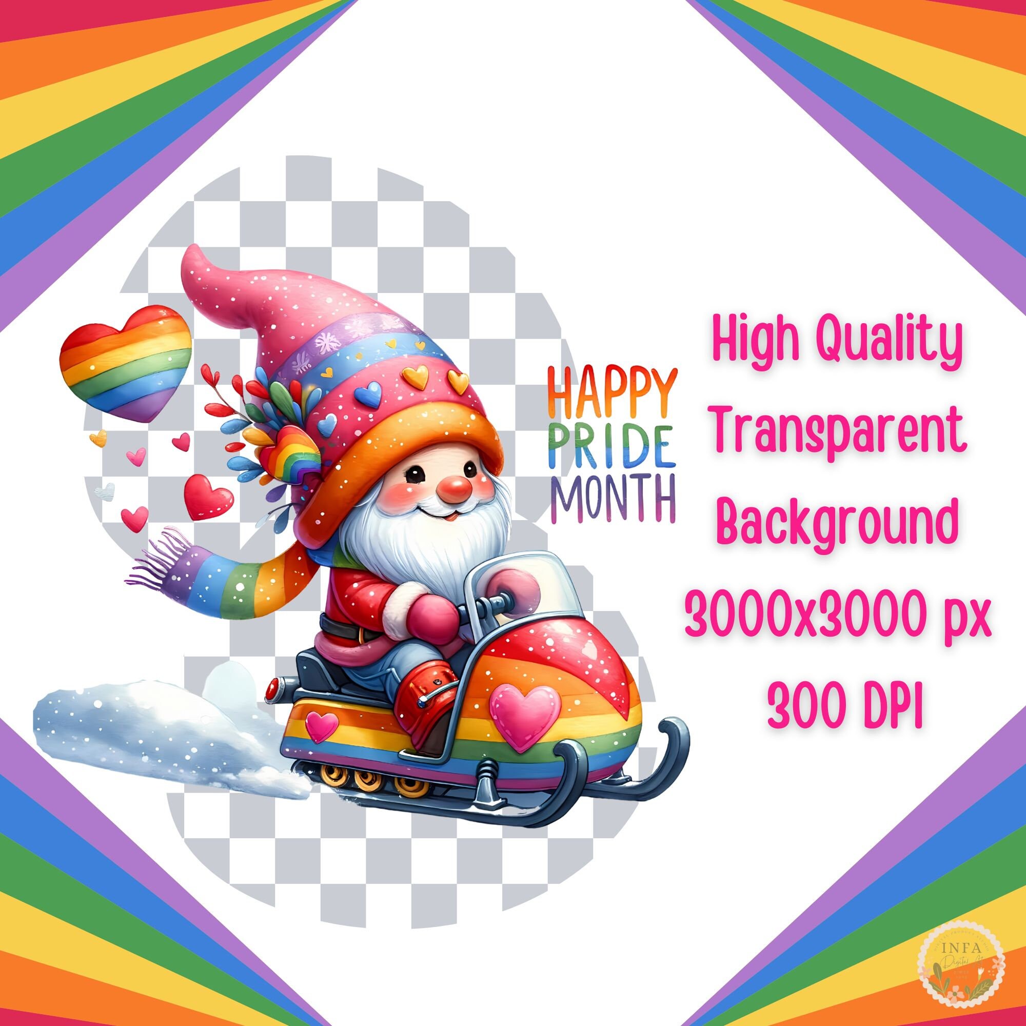 LGBTQ Pride Gnome Watercolor Clipart: Festive PNG Collection (10 Files ...