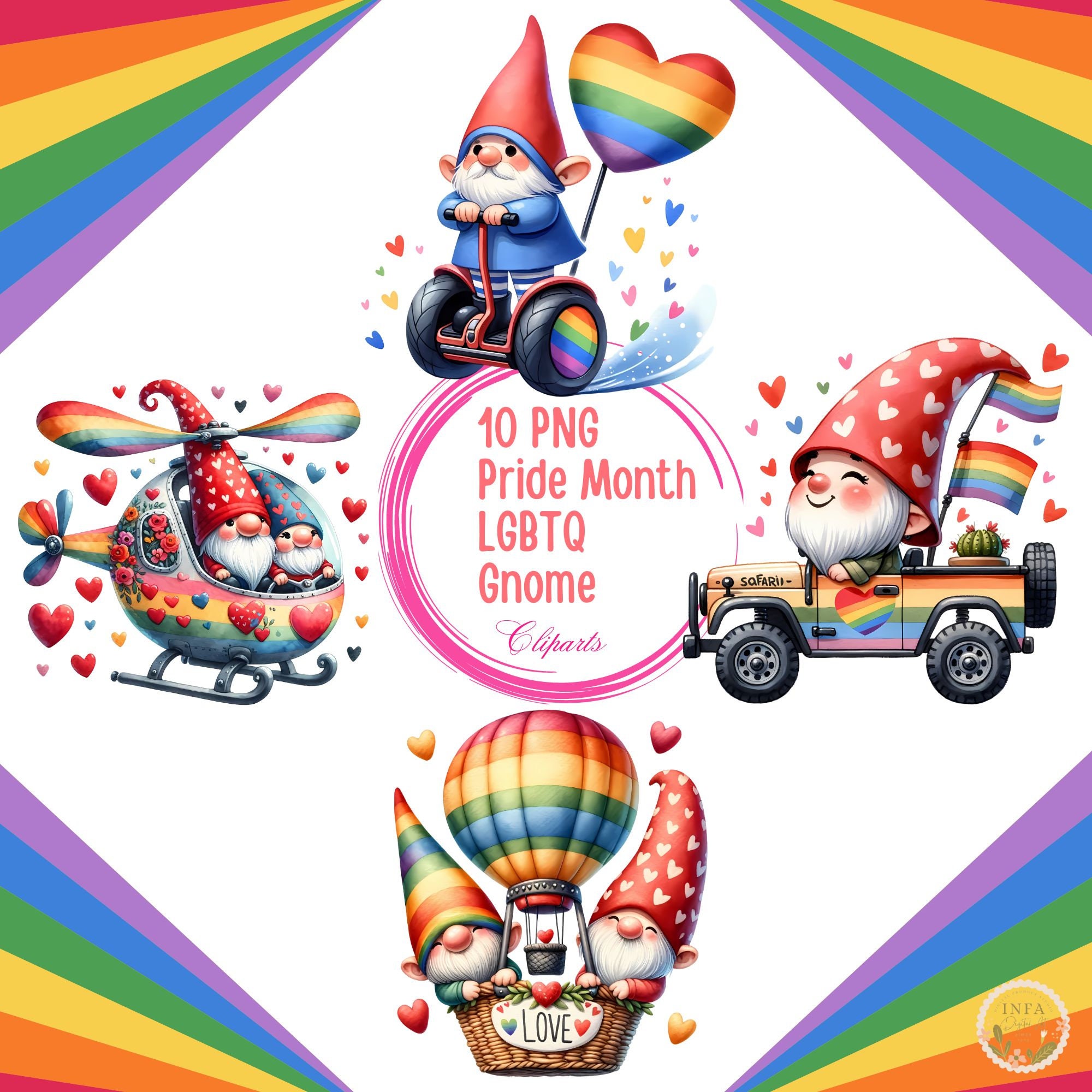 LGBTQ Pride Gnome Watercolor Clipart Collection6, Pride Gnome Clipart ...
