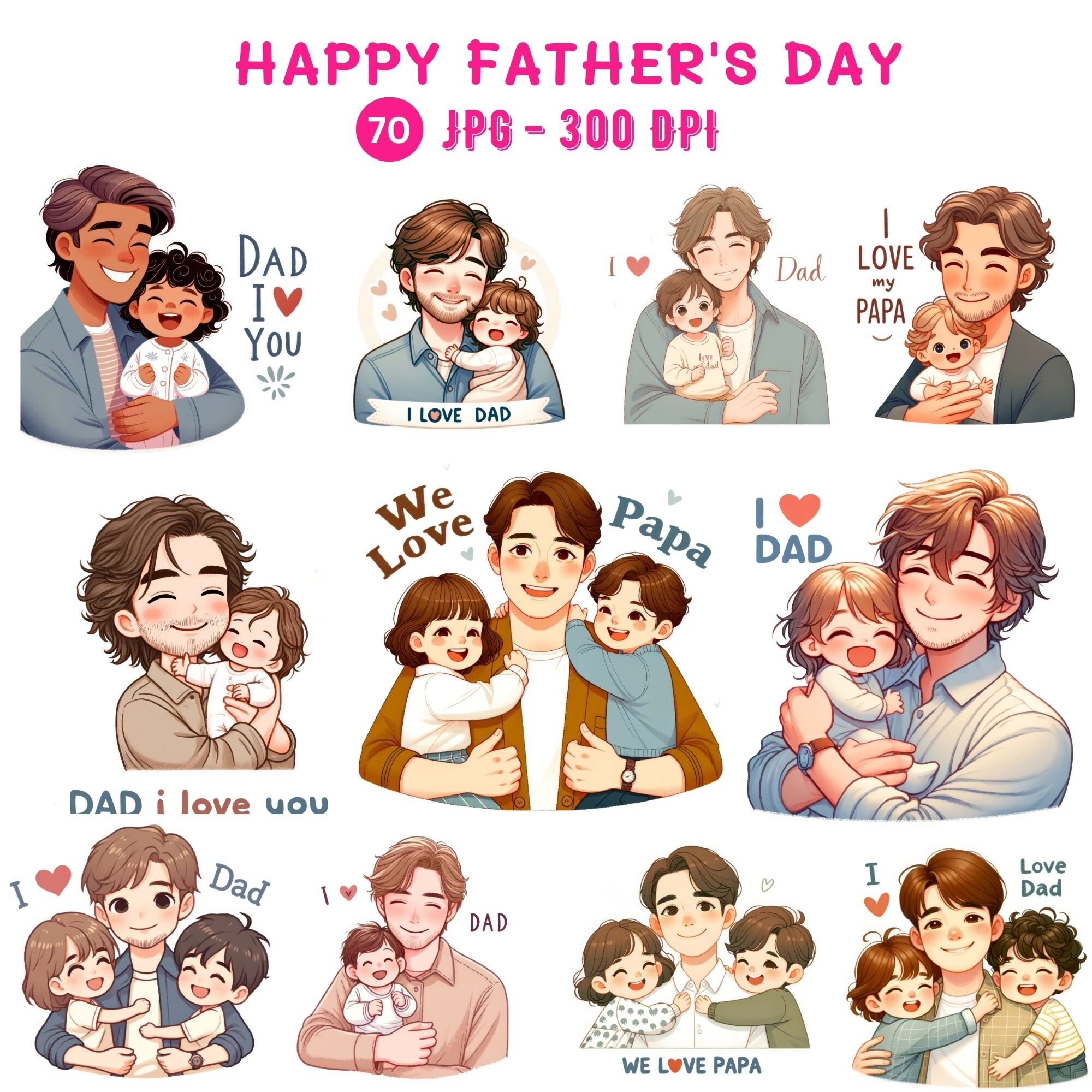 Happy Father's Day Clipart, Father's Day Clipart, Holiday Cards Father ...