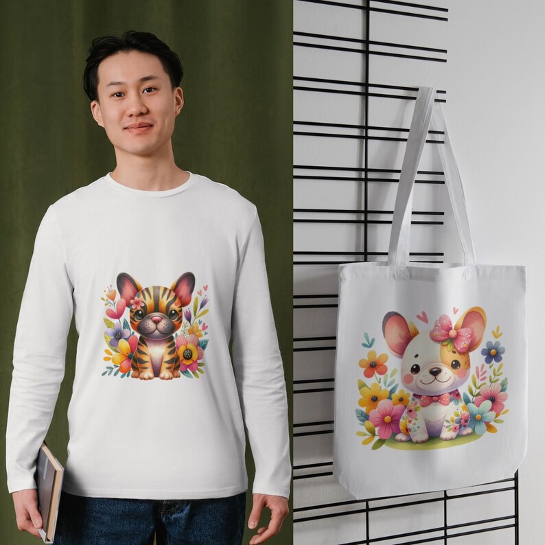 Cute Spring French Bulldog in a Watercolor Clipart-with Spring ...