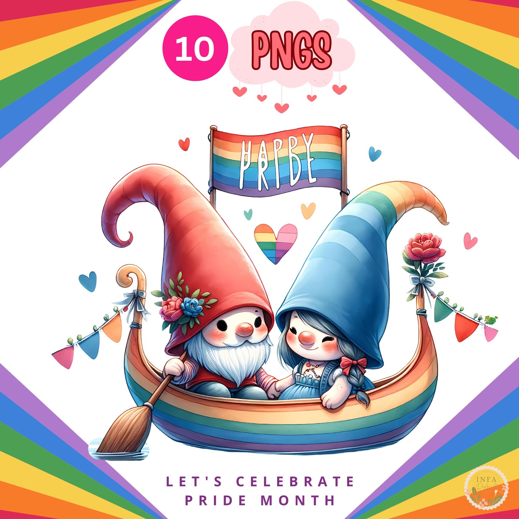 LGBTQ Pride Gnome Watercolor Clipart Collection2, Pride Gnome Clipart ...