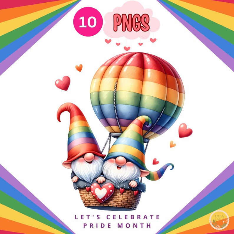 LGBTQ Pride Gnome Watercolor Clipart Collection4, Pride Gnome Clipart ...