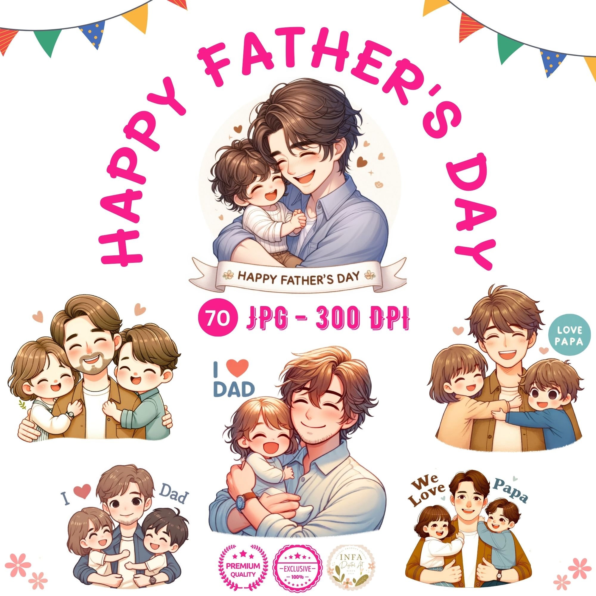 Happy Father's Day Clipart, Father's Day Clipart, Holiday Cards Father ...