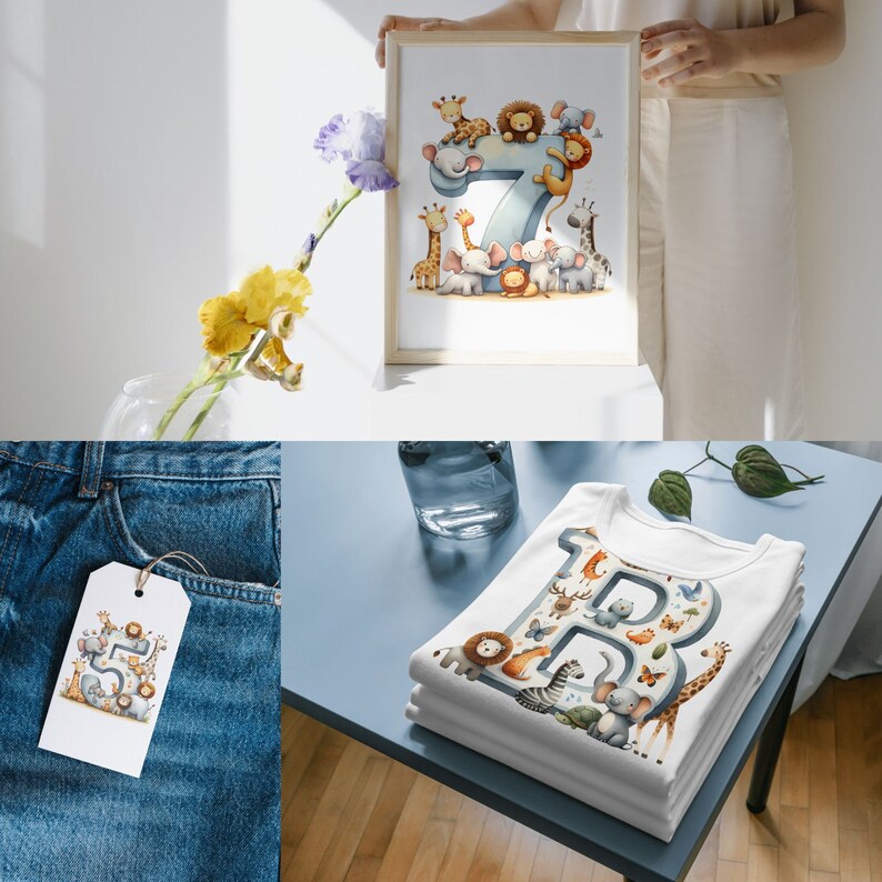 Watercolor Animal Alphabet Clipart: Zoo Letters & Numbers (PNG Digital ...