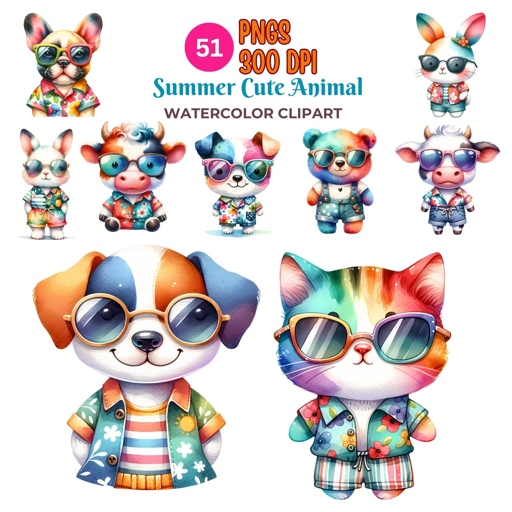 Cute Summer Animal Clipart, PNG Summer Animal, Summer Clipart ...