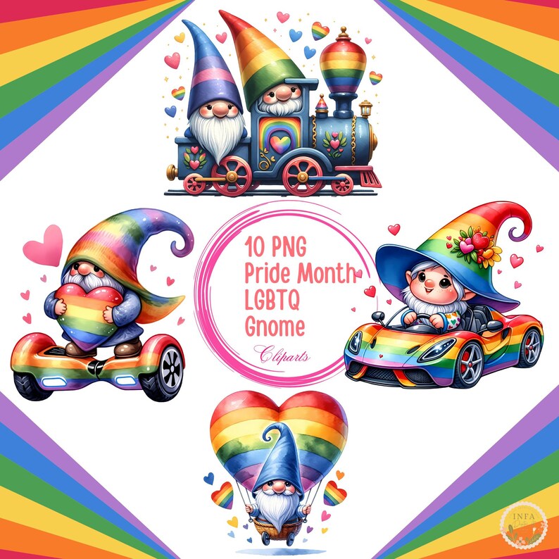 LGBTQ Pride Gnome Watercolor Clipart Collection3, Pride Gnome Clipart ...