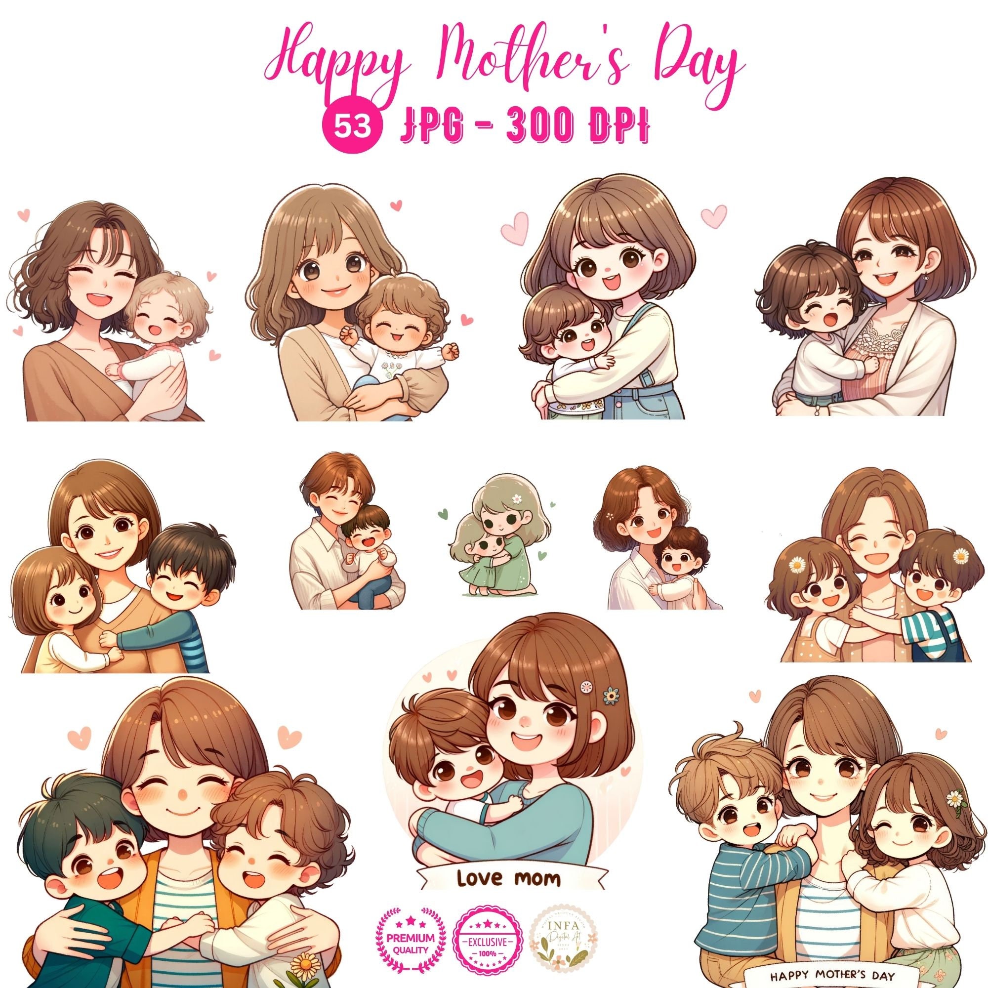 Happy Mother's Day Clipart, Mother's Day Clipart, Holiday Card Mothers ...
