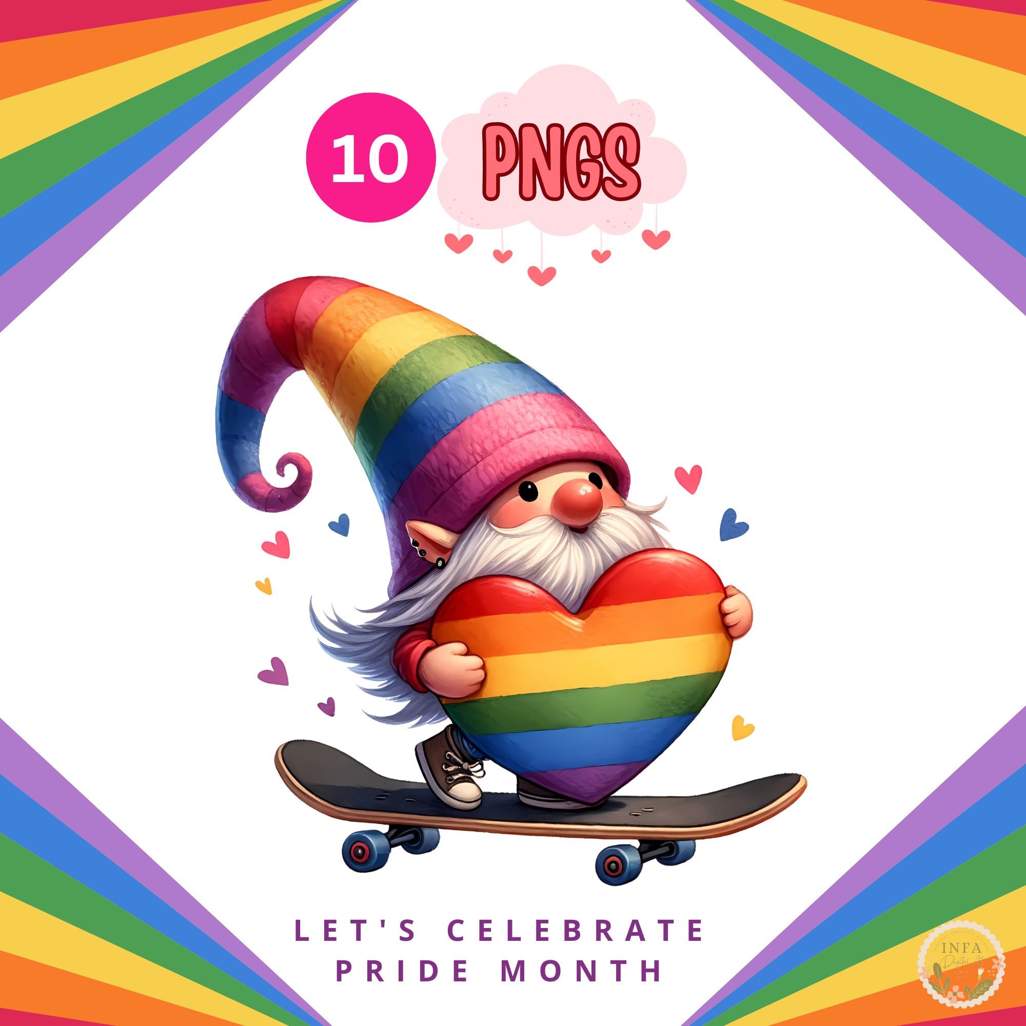 LGBTQ Pride Gnome Watercolor Clipart Collection4, Pride Gnome Clipart ...