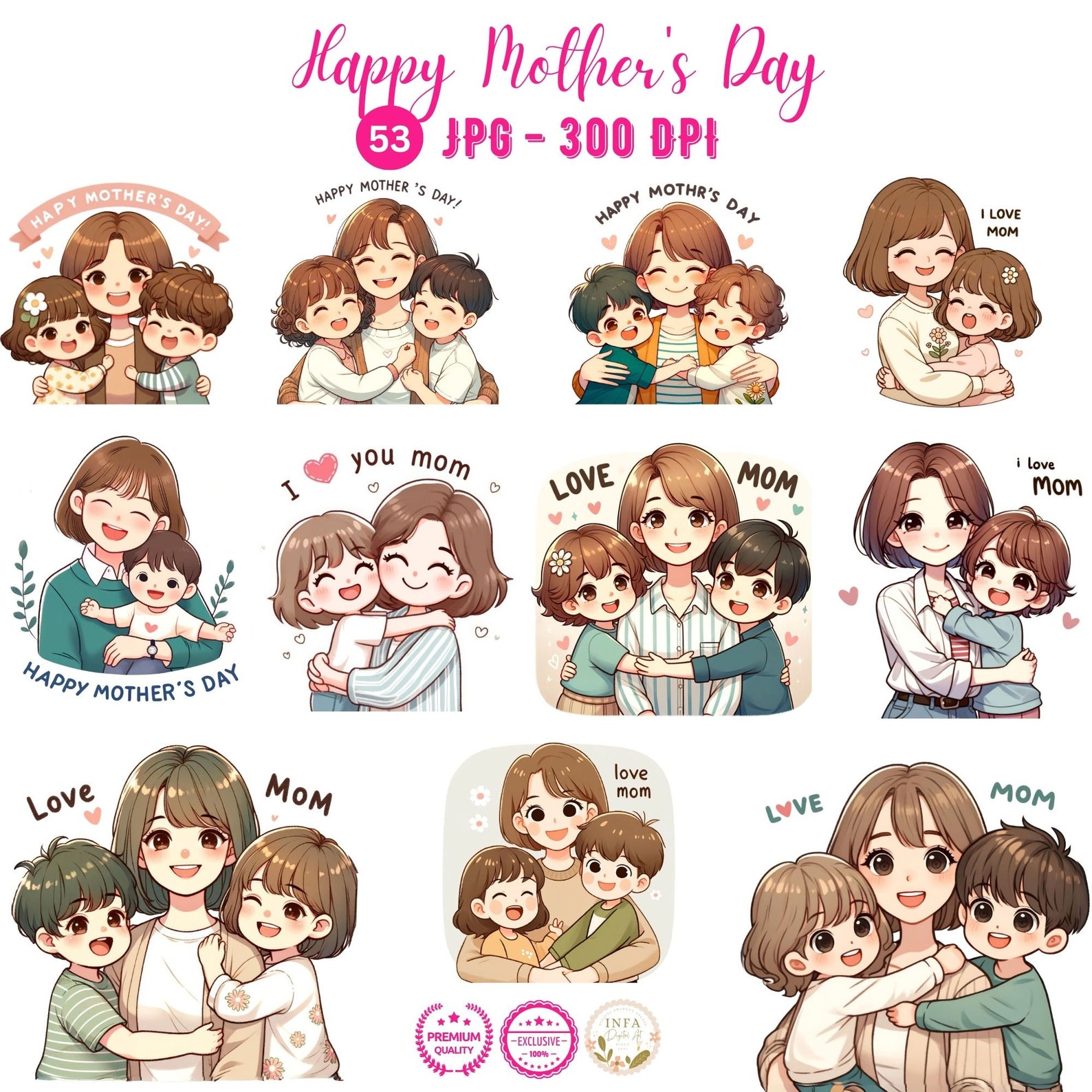 Happy Mother's Day Clipart, Mother's Day Clipart, Holiday Card Mothers ...