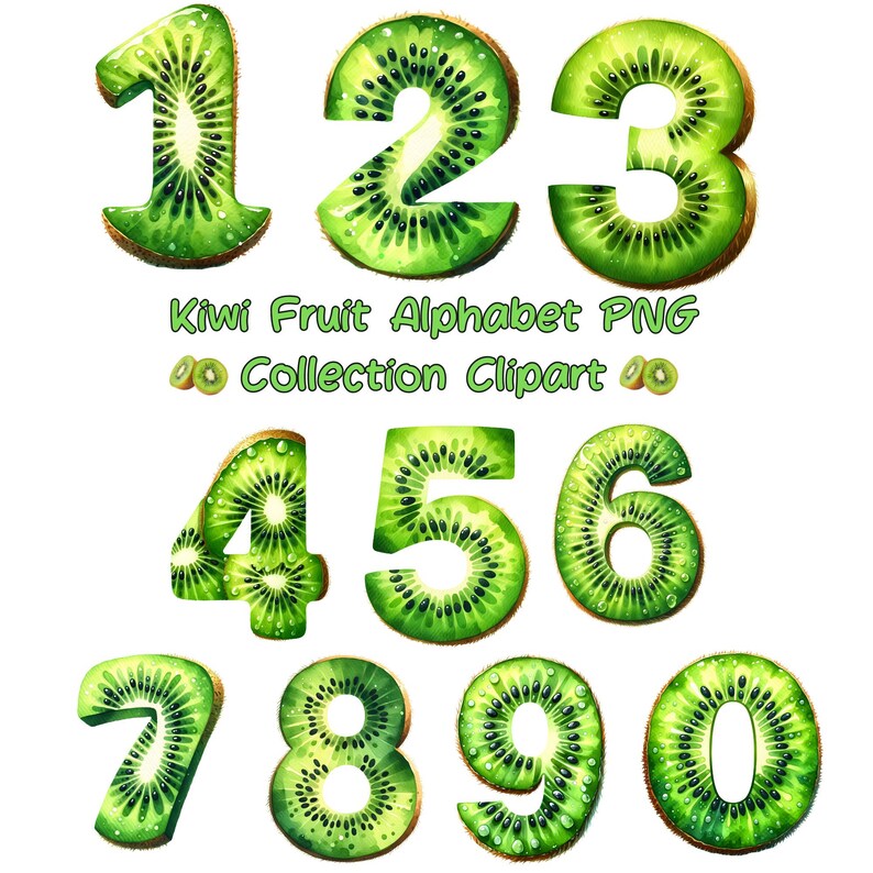 Watercolor Kiwi Fruit Alphabet Collection Clipart, Fruits PNG, Alphabet ...