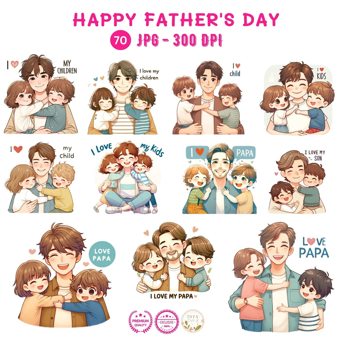 Happy Father's Day Clipart, Father's Day Clipart, Holiday Cards Father ...