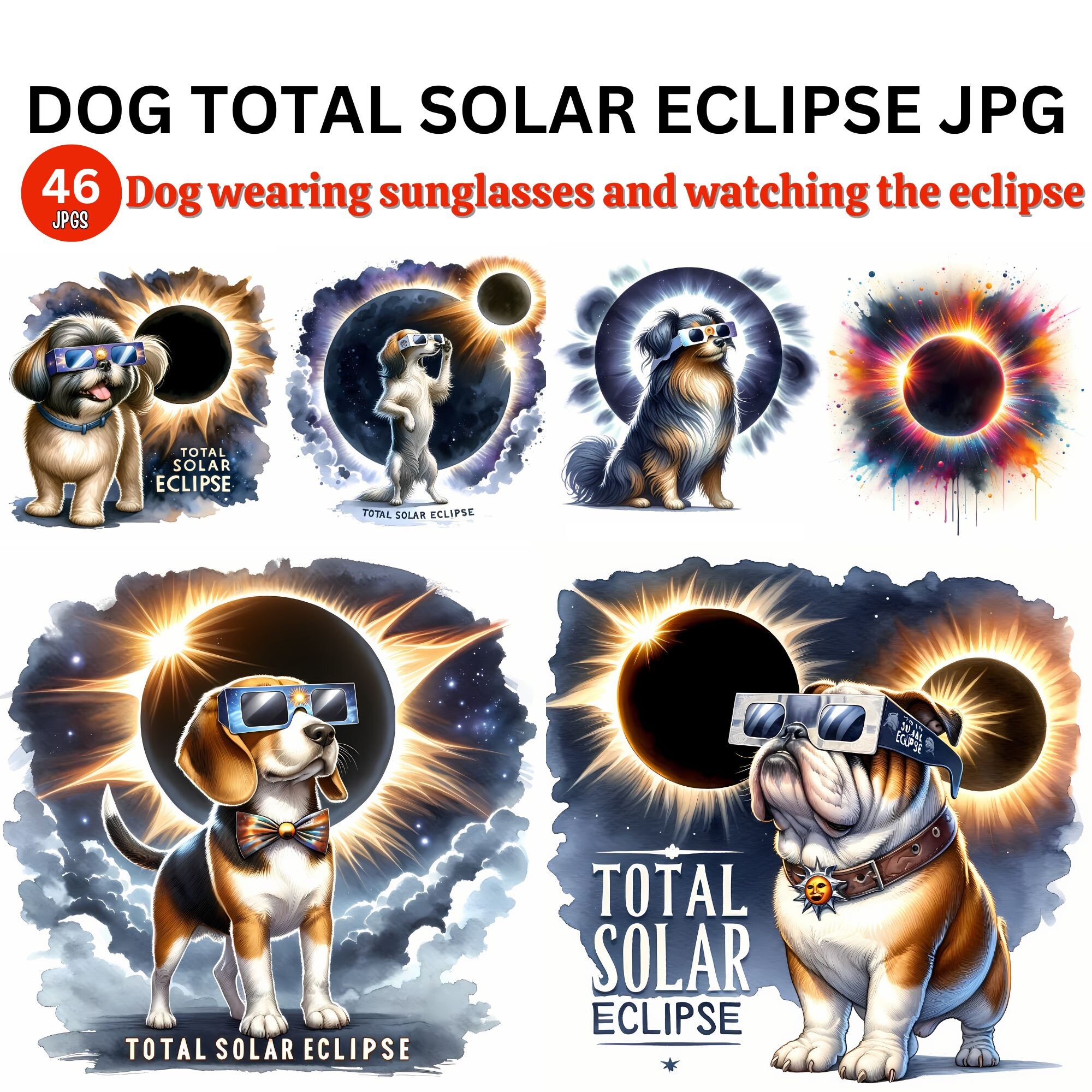 Total Solar Eclipse With Dogs Clipart, America Totality Total Solar ...