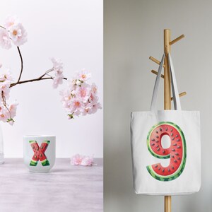 Watercolor Watermelon Alphabet Clipart: Fruits PNG, A-Z Letters, 0-9 ...