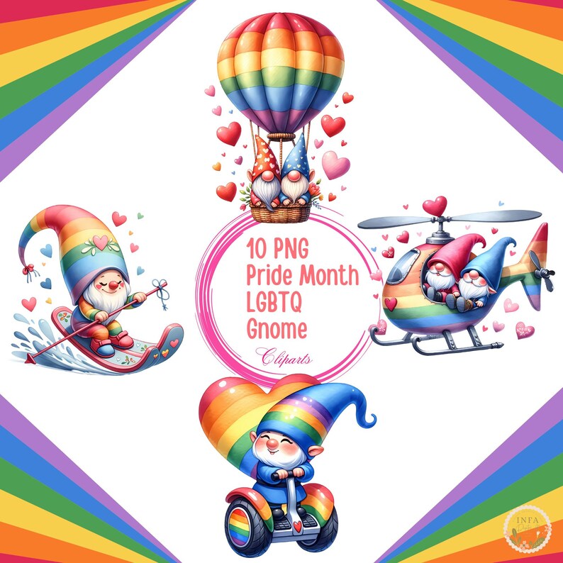 LGBTQ Pride Gnome Watercolor Clipart Collection5, Pride Gnome Clipart ...