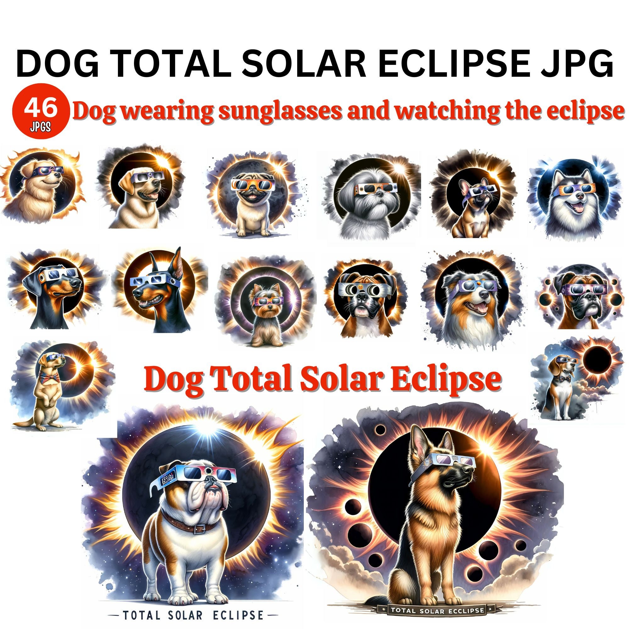 Total Solar Eclipse With Dogs Clipart, America Totality Total Solar ...