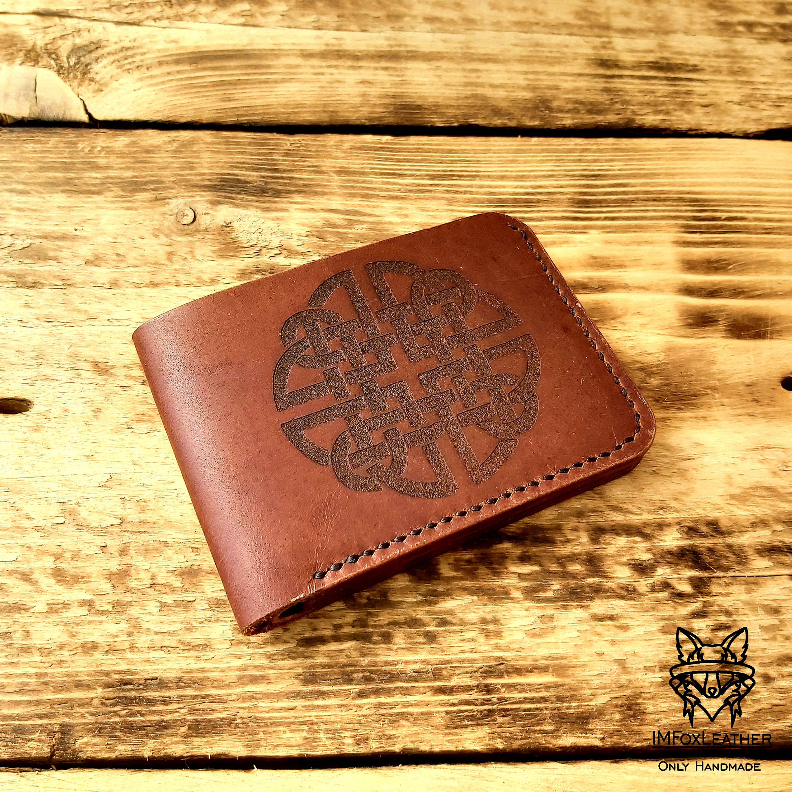 Handmade leather bifold wallet with laser engraving of the | Etsy