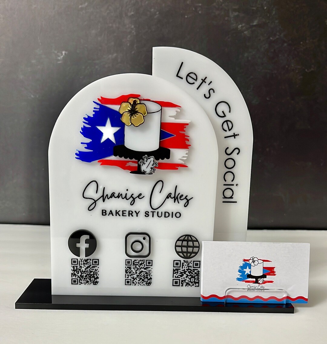 Social Media Multi QR Code Business Sign, Acrylic Sign, Mirorr Acrylic ...