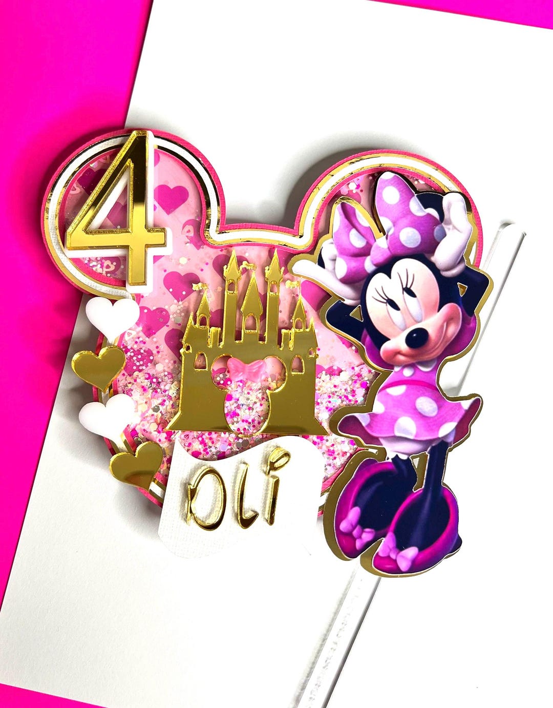Minnie Mouse Cake Topper, Minnie Cake Topper, Minnie Boutique, Pink ...
