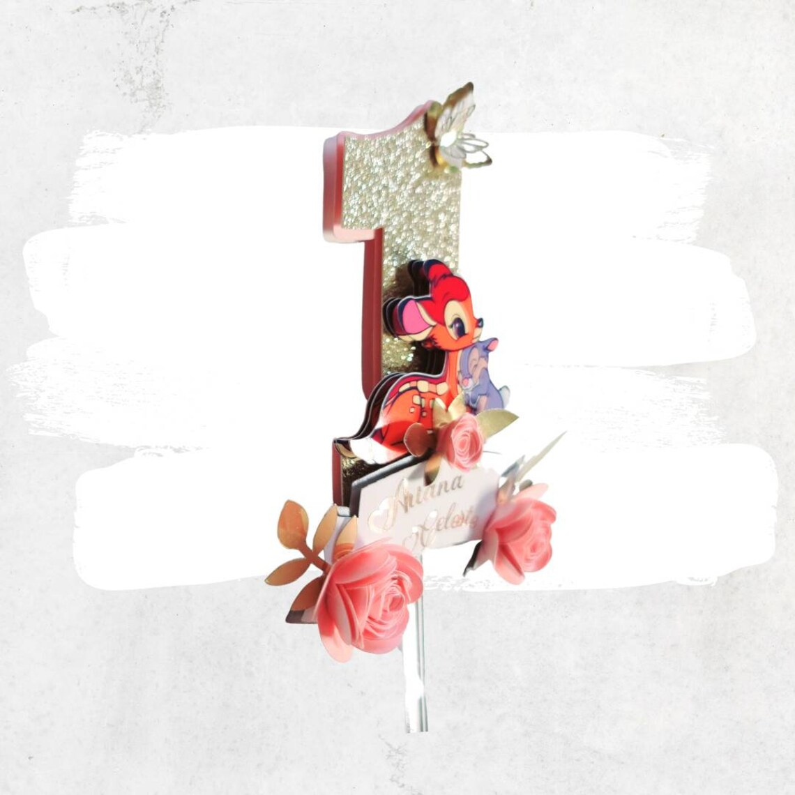 Bambi Cake Topperbambi Floral One Cake Topper Bambi | Etsy