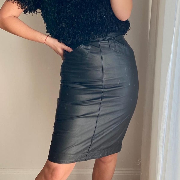 Leather Pencil Skirt - Etsy