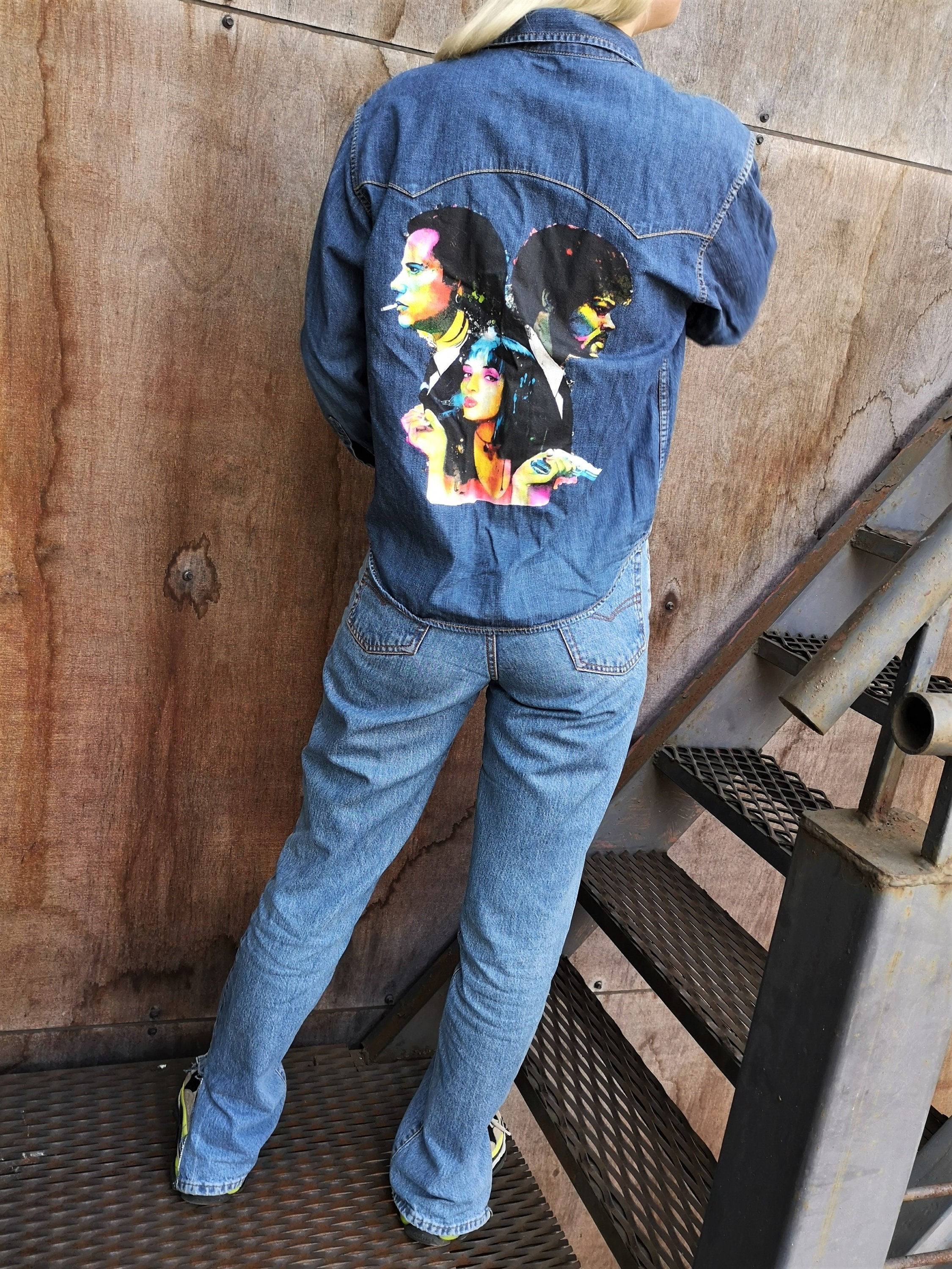 Painted Denim Shirt / Custom Denim Shirt / Original Lee Western Shirt ...