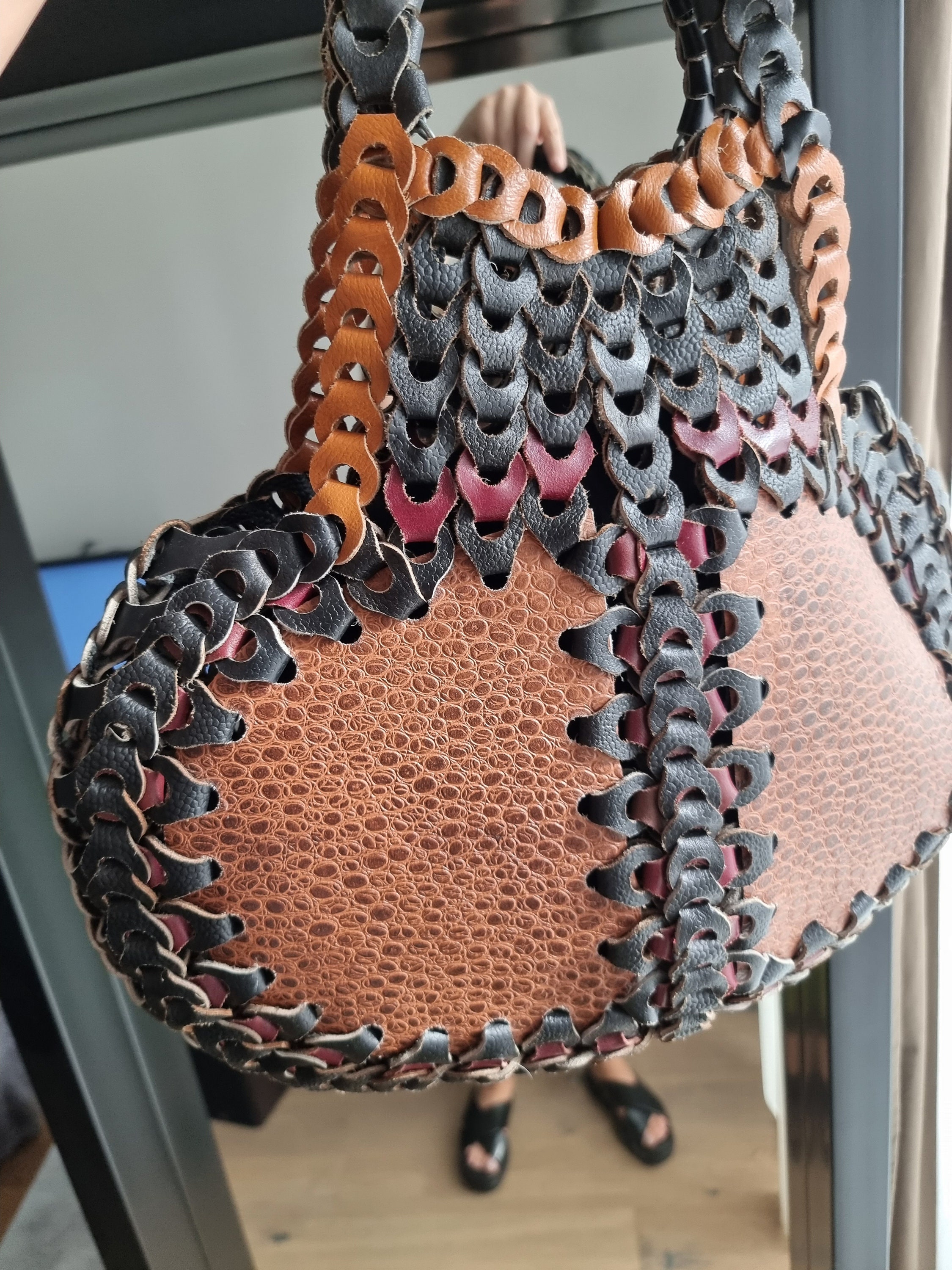 Leather Boho Shopping Bag / Market Purse / Beach Bag / - Etsy