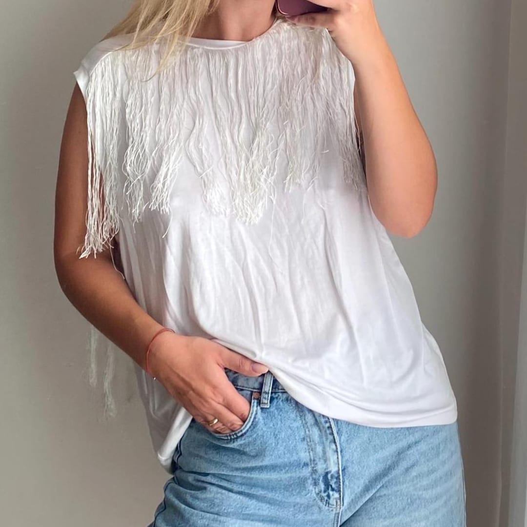 By Malene Birger White Fringe Blouse / Country Style Fringe Blouse ...