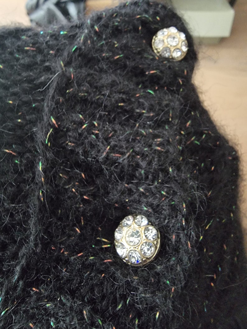 Shiny Puff Sleeve Sweater / Metallic Shiny Cardigan / Shiny Knitwear ...