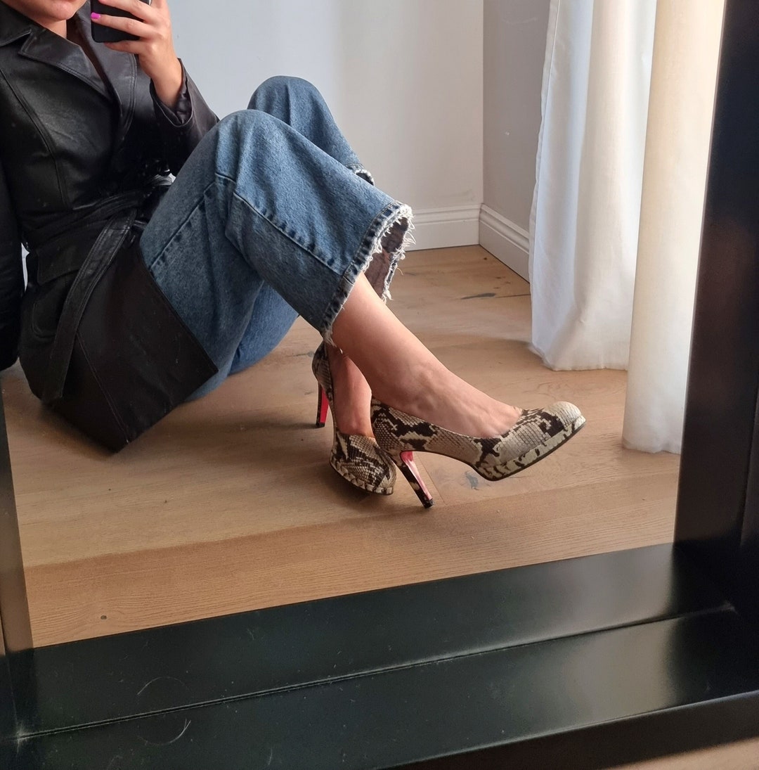 Made in Italy Snake Skin Print Heels / Snake Pattern Pumps / Animal ...