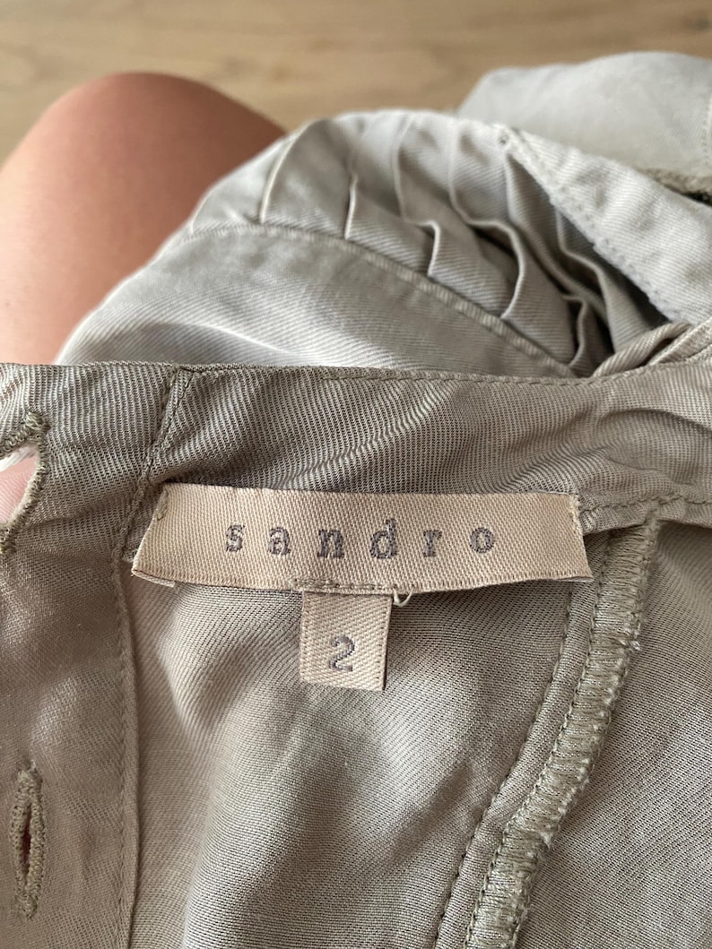 Made in France SANDRO Dress / Midi Office Dress / Button Dress / Beige ...