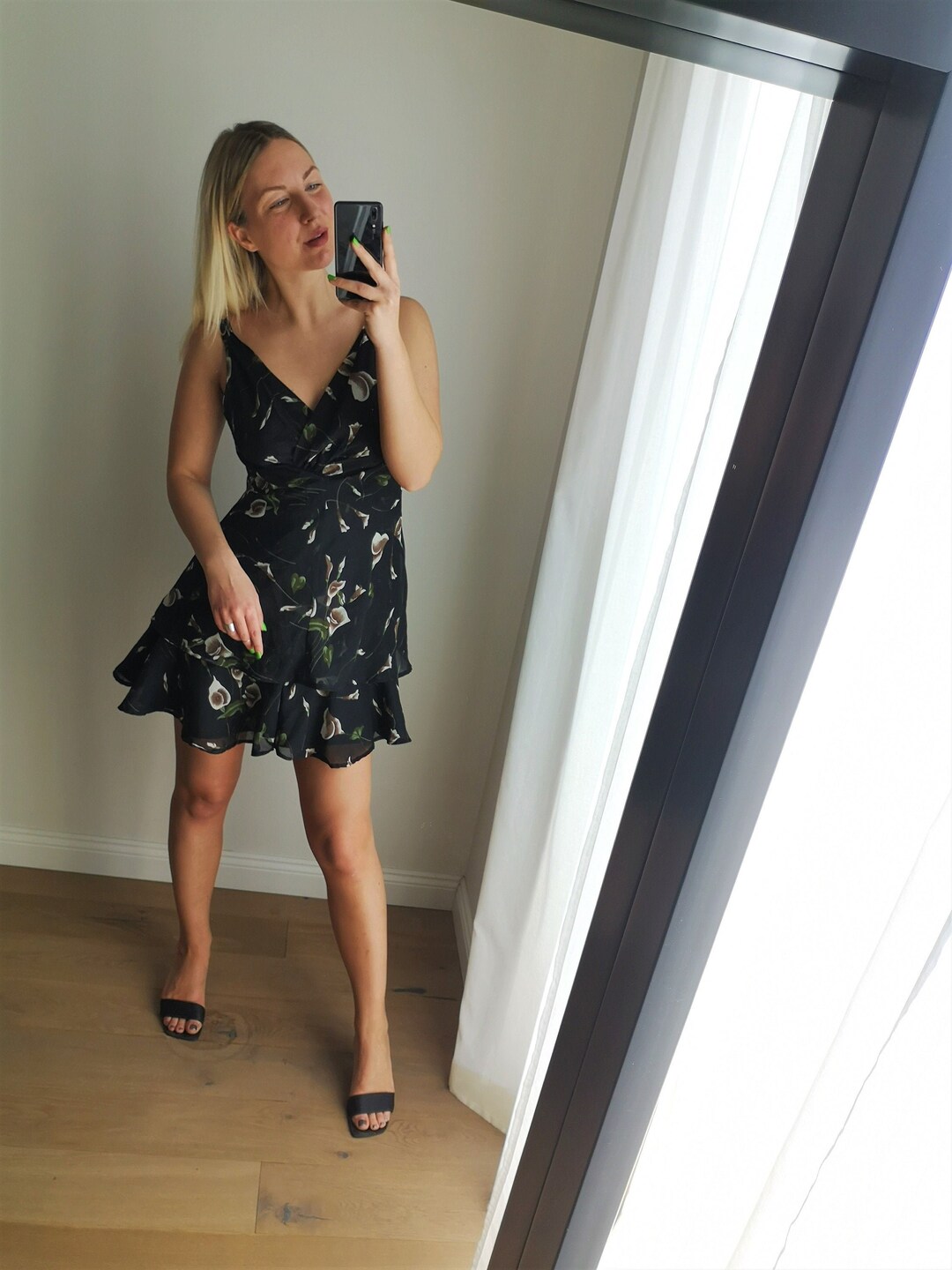 Black Mini Party Dress / Summer Party Dress / Black Chiffon Dress ...