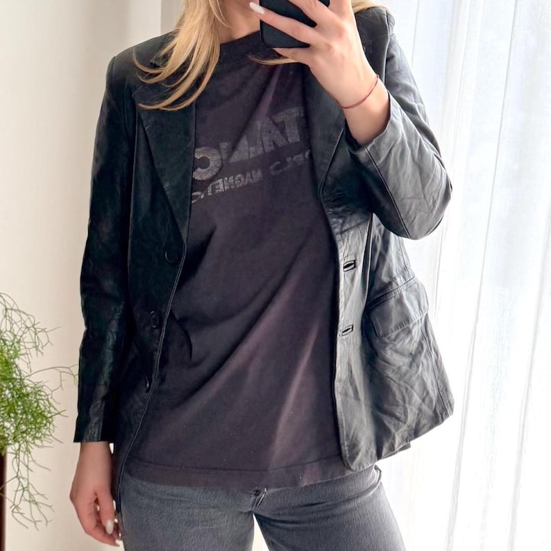 Black Real Leather Jacket - Etsy